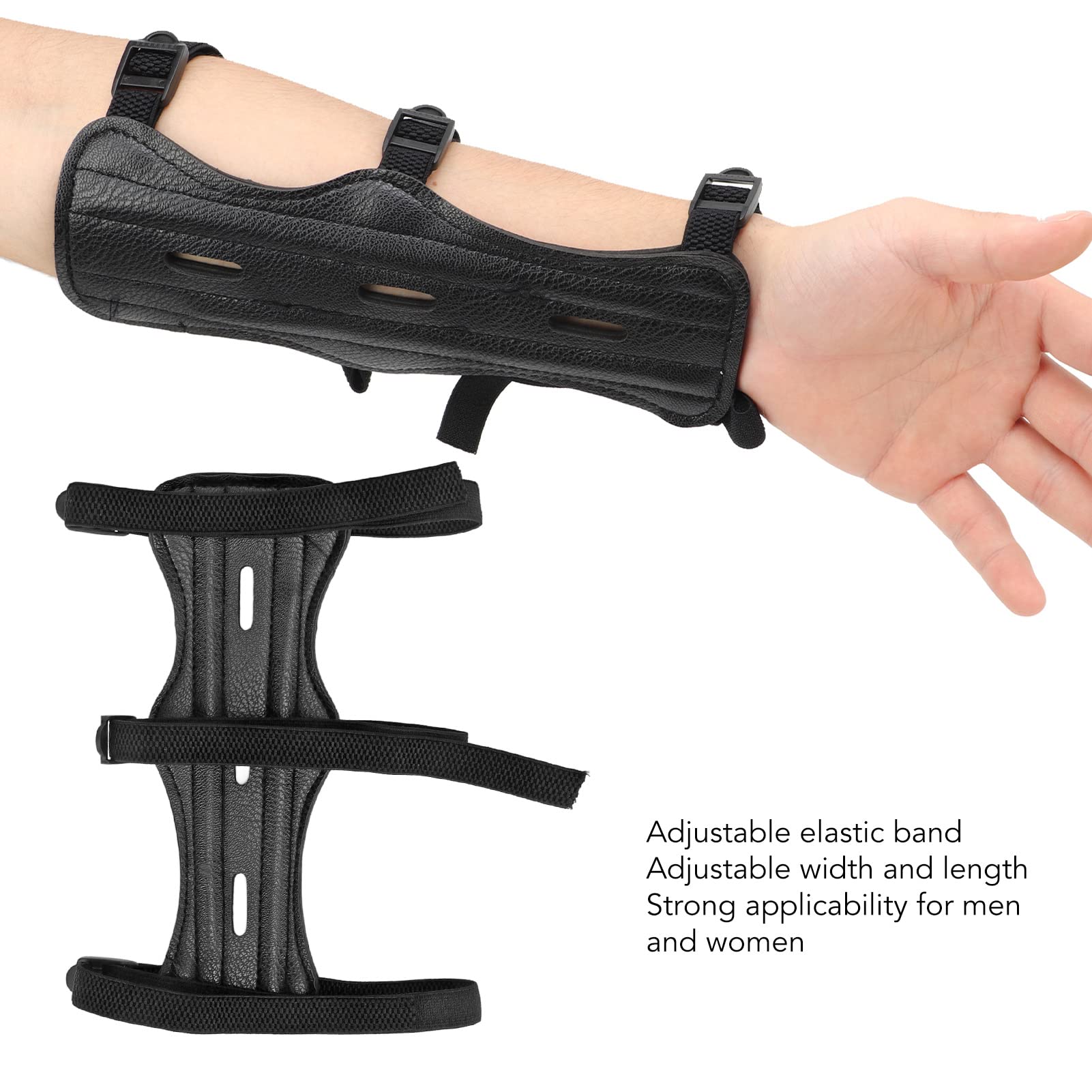 Pwshymi Archery Forearm Protector, Hollowed Protective Perfect Skin Fitting Cowhide Leather Comfortable Archery Arm Guard for Shooting for Men Women