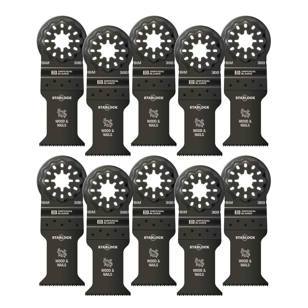 Imperial Blades IBSL300-10 Starlock 1-3/8" Standard Wood & Nails Oscillating Multi-Tool Blade, 10PC