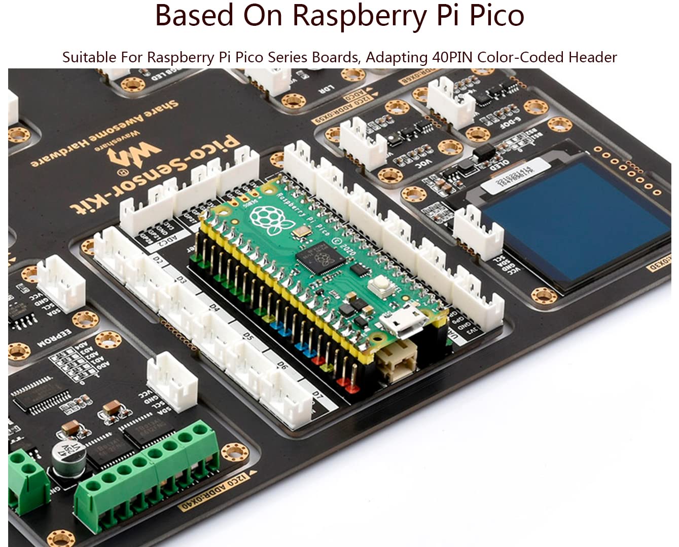 waveshare for Raspberry Pi Pico/Pico W/Pico WH, Raspberry Pi Pico Sensor Kit with Pico Expansion Board and 15 Detachable Sensors All-in-One Design, No Soldering and Wiring
