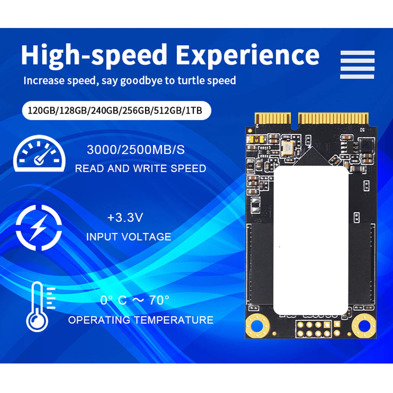 Septpenta 512GB Msata SSD, 465M/S Respond Quickly Stable Transmission 512GB Desktop SSD, Plug and Play for SATA3, M.SATA, M.2 SATA Interface Deveces for Desktop Laptop Terminal