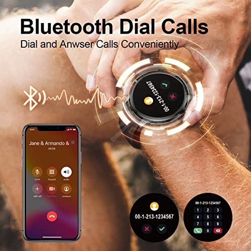 TOYCOD Smart Watch with Text & Call(Answer/Make), Bluetooth Fitness Tracker with 1.28β Round Touch Screen, IP68 Waterproof Heart Rate Blood Pressure Sleep Monitor, Activity Tracker, for Android iOS