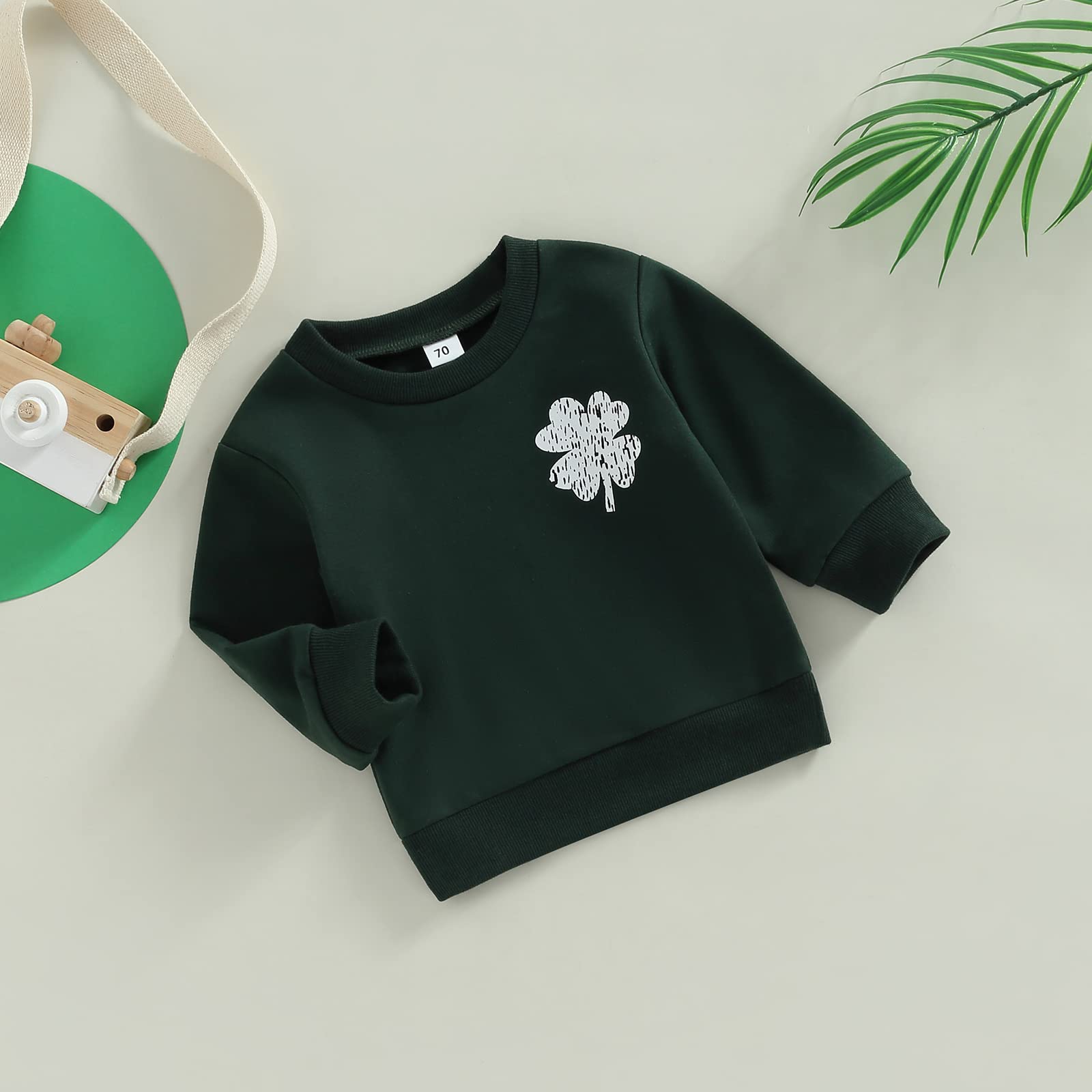 Toddler Baby Girl Boys St Patricks Day Outfit Four Leaf Clover Sweatshirt Long Sleeve Green Pullover Spring Clothes (ST-Clover-Ink Green, 2-3 Years)
