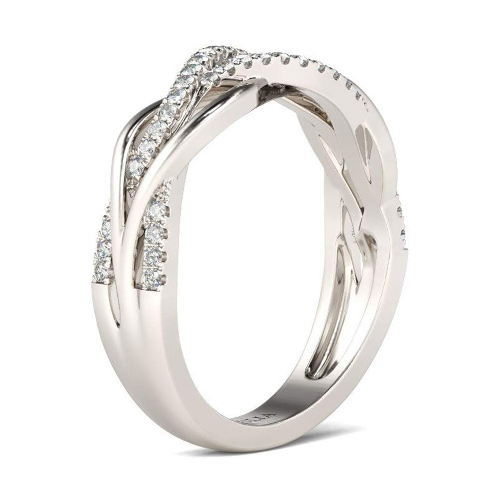 Jeulia 4PC Asscher Cut Sterling Silver Ring Set Cubic Zirconia CZ Engagement Anniversary Eternity Promise Wedding Band Ring Set with Jewelry Box (Silver, 7.5)