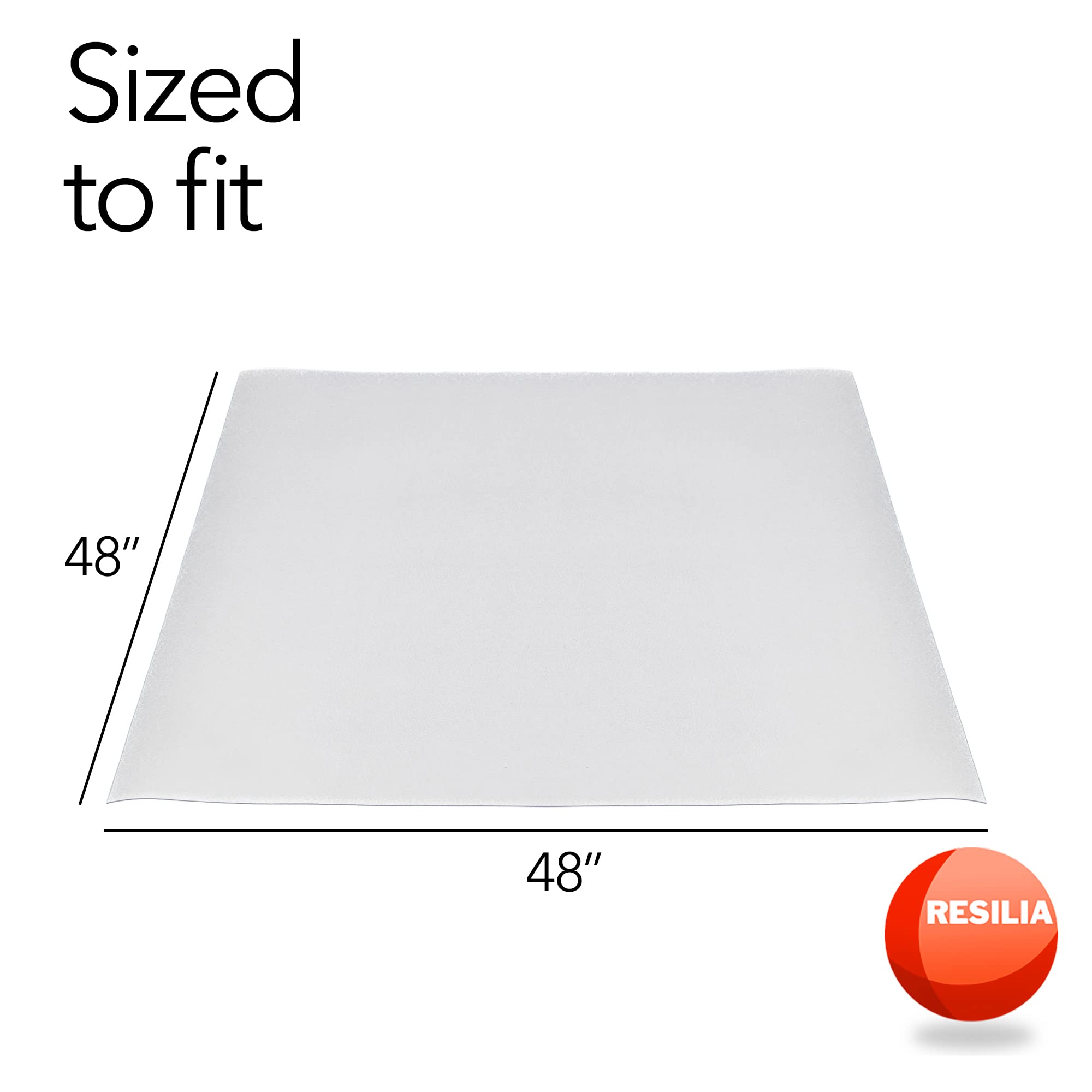 Resilia - Garage Shelf Liners, Compatible with Fleximounts, Fits Floating & Overhead Garage Storage Racks, Ceiling and Wall-Mount Shelf Liners, 48 Inch x 48 Inch Heavy-Duty Textured Vinyl, Clear
