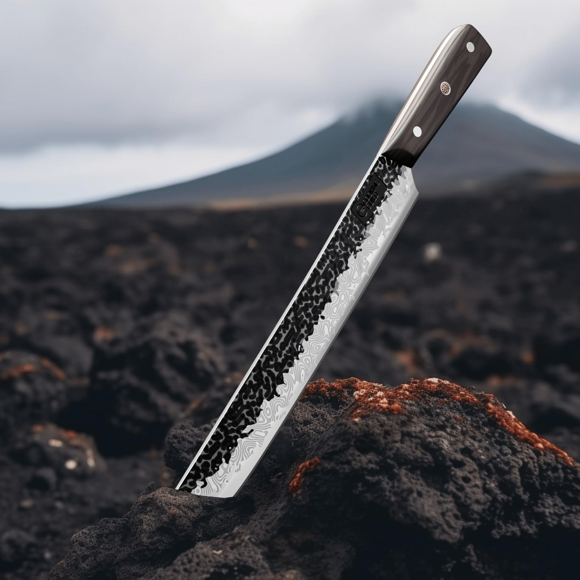 The Cooking Guild - Slicer 12" - 67 Layers Japanese Damascus Steel - Brisket Knife with Fortified G10 Handle - Perfectly Balanced Meat Carving Knife - Protective ONYX Sheath