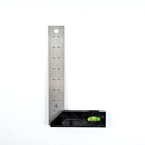 Swanson Tool TS151 Try and Miter Square 8-Inch (Plastic Handle, Stainless Steel Blade and Level)