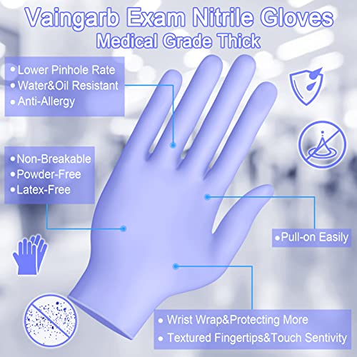 Vaingarb Nitrile Exam Gloves 100 Count Medium Purple Disposable Medical Gloves Case of Bulk Powder Free Examination Glove
