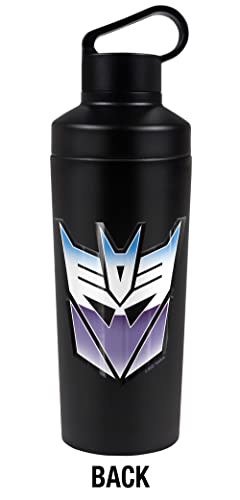 Transformers OFFICIAL Vintage Decepticon Logo 18 oz Insulated Water Bottle, Leak Resistant, Vacuum Insulated Stainless Steel with 2-in-1 Loop Cap