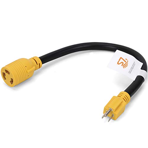 S7 l5-30r to 5-15p, 20 Inch Power Cord Plug Adapter 15Amp 5-15P Male to 30Amp L5-30R Female with Twist Lock