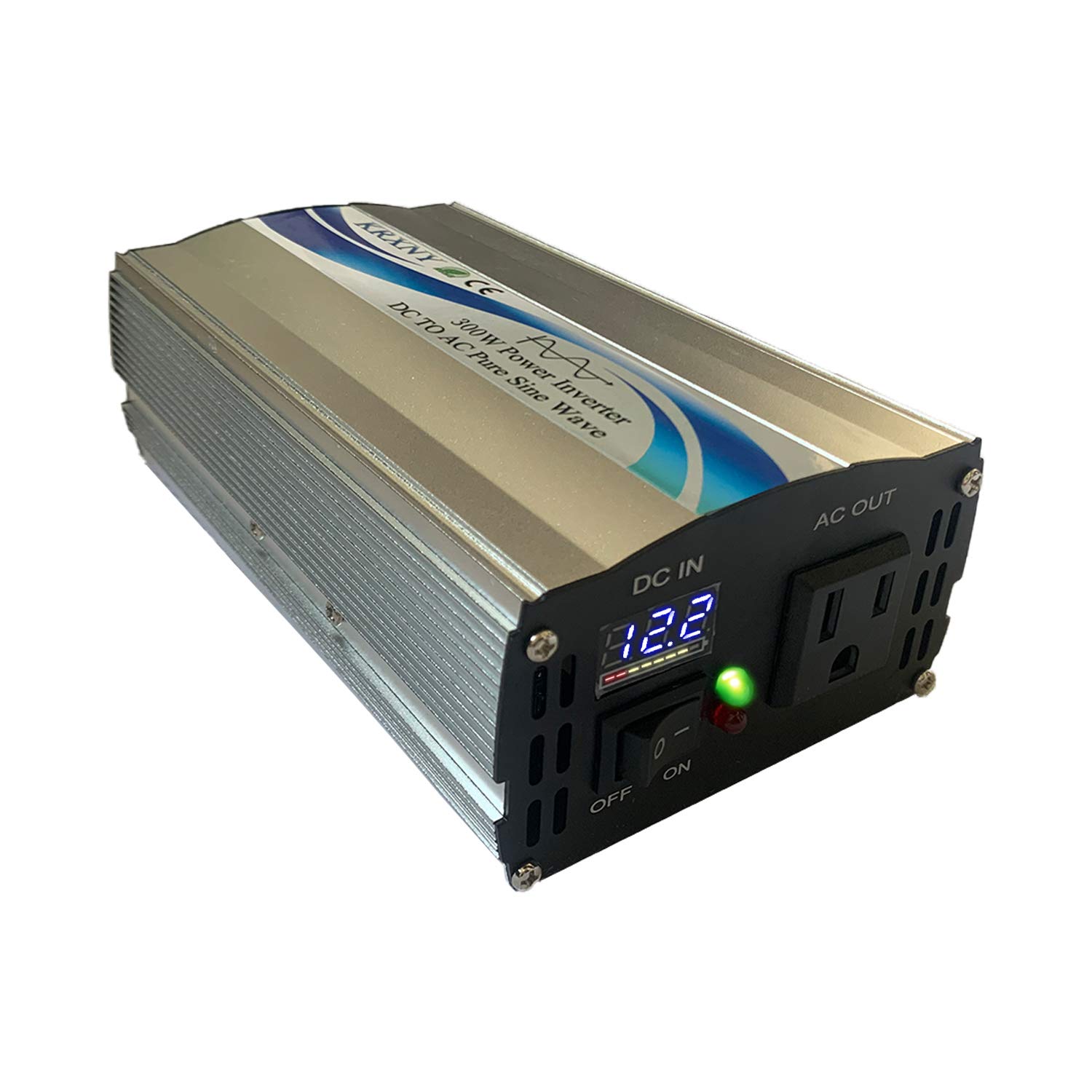 KRXNY 300W Car Power Inverter 12V DC to 120V AC 60HZ Pure Sine Wave Converter with LED Display US Output Socket
