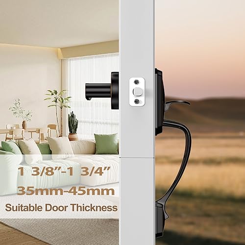 YYTDZSW Front Door Handle, Exterior Door Handle,Entry Door Handle with Reversible Lever, Adjustable Door Handle,Interior Door Handle, Black Door Handle, Oil Rubbed Bronze