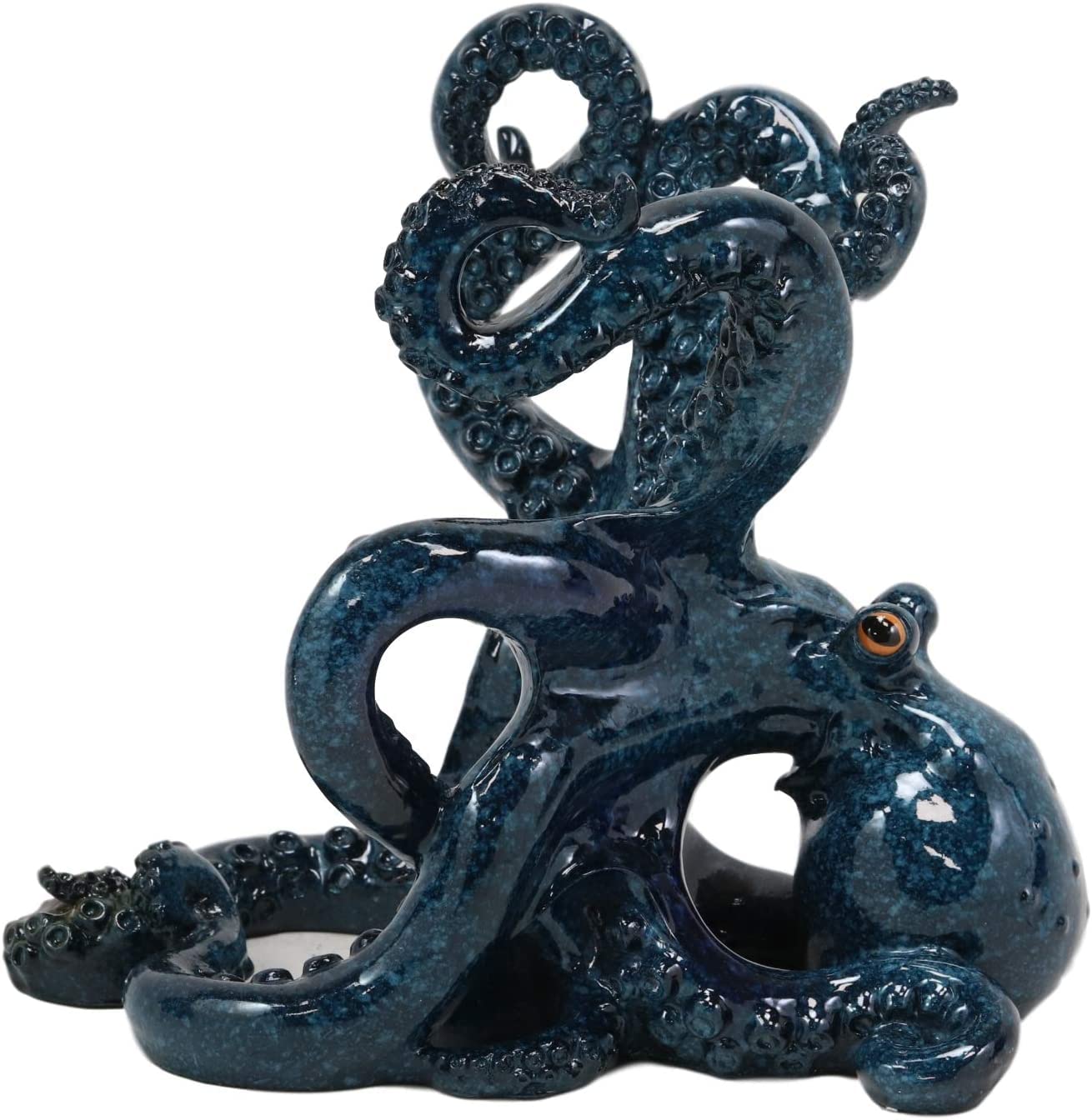 Octopus Wine Holder Figurine Countertop Bar Decor Octopus Sculpture Single Wine Holder (Blue)