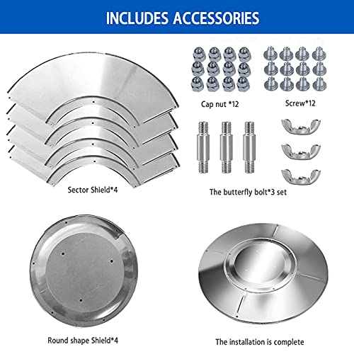 Patio Heat Reflector Shield Replacement Parts Reflector Shield Top Acssories for Outdoor Heaters Dome 31.5In Round (3-Hole Mount) Removable Universal Fit Patio Heaters Shield (Reflector Shield)
