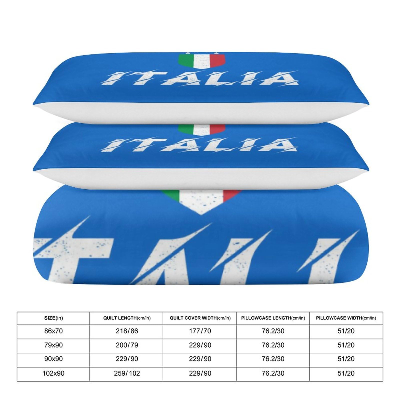 Wvutklf Italian Flag National Bedding Comforter Sets Lightweight Ultra Soft Comforter Bedding Set 3 Pieces (1 Duvet Cover, 2 Pillowcases) with Zipper Closure