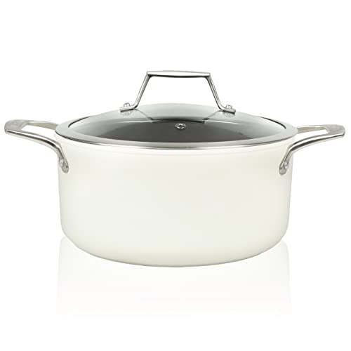 ValenCera by TeChef, 5-quart Ceramic Nonstick Soup Pot with Glass Lid, Nontoxic - Nontoxic - Free of PFAS, PFOA, PTFE (Soup Pot 5-Qt)