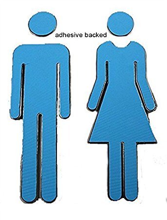 Z-COLOR Modern Acrylic Bathroom Sign Decor Adhesive Foil Backed Men's and Women's Unisex (Bronze)