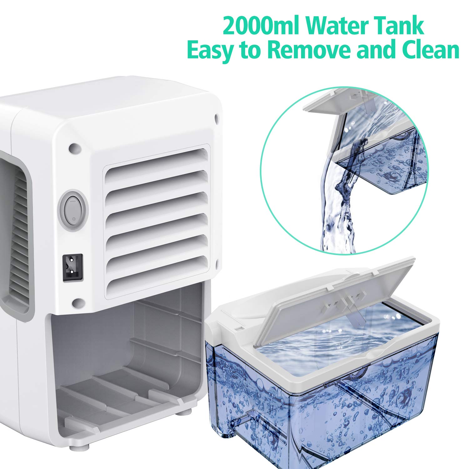 KTPOWER Dehumidifiers for Home 3200 Cubic Feet (500 sq ft), Compact and Portable 2000ml (68 oz) for High Humidity, Quiet Dehumidifiers for Bedroom, Basements, Bathroon, Kitchen, Garage, Auto Shut off