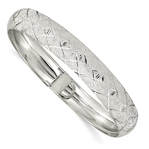 IceCarats 925 Sterling Silver 10mm Textured Bangle Bracelet Cuff Expandable Stackable Flexible Fine Jewelry For Women Gifts For Her