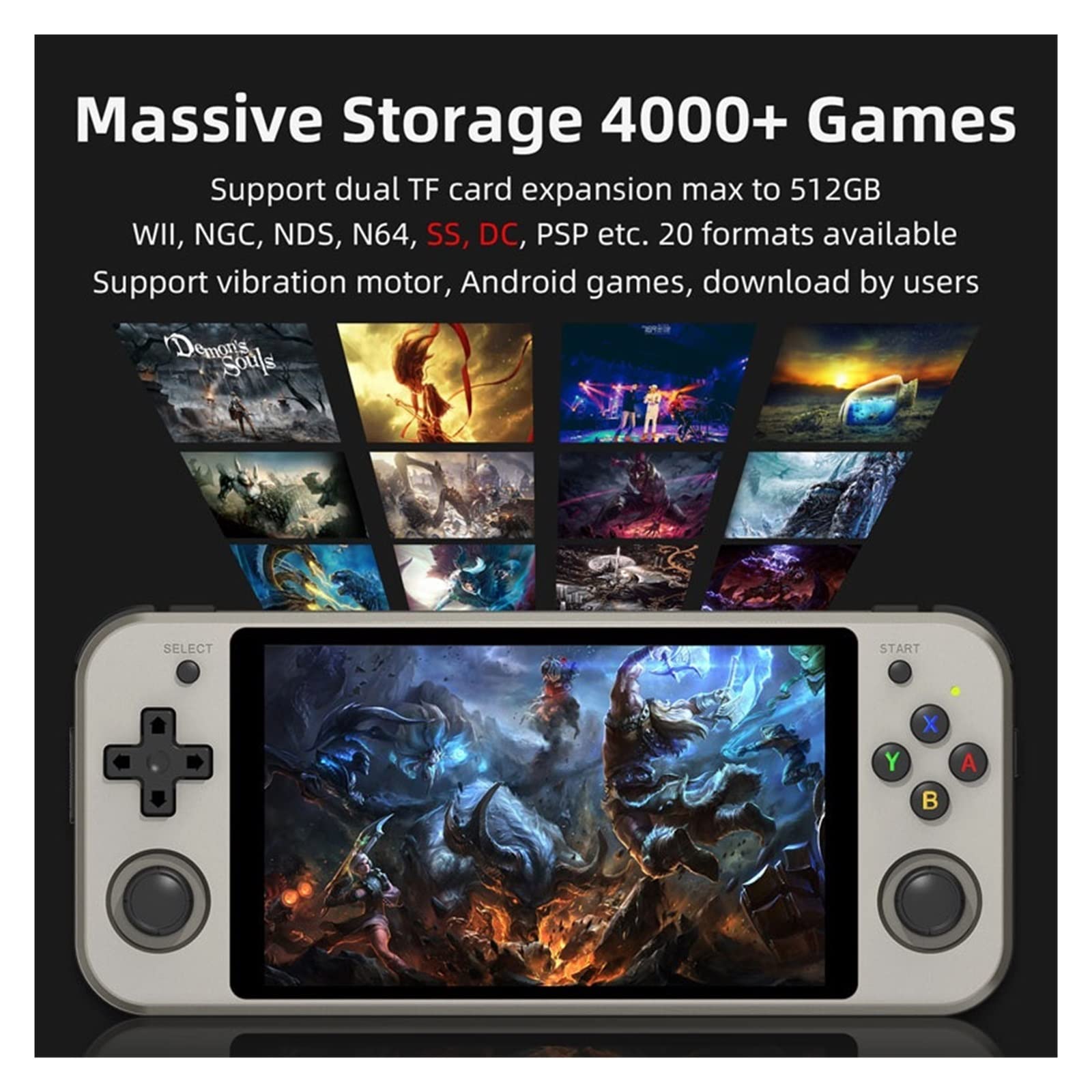 RG552 Dual System Handheld Console 4200 Retro Games 5.36" IPS Touch Screen PD Charge Android Linux Portable Game Player (Color : RG552G UK 80G BC1)