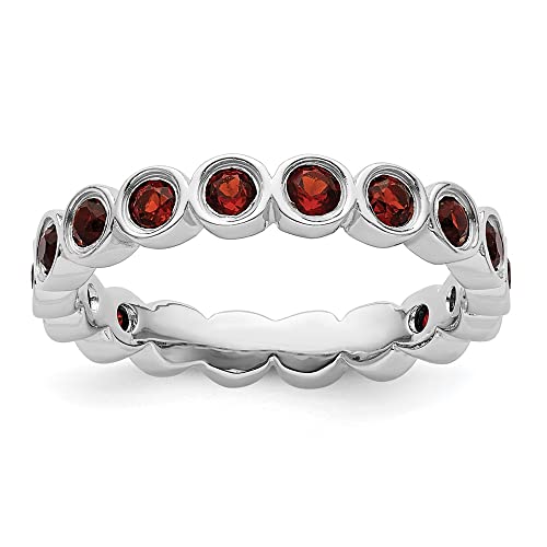IceCarats 925 Sterling Silver Red Garnet January Birthstone Stackable Ring Gemstone Band Size 5