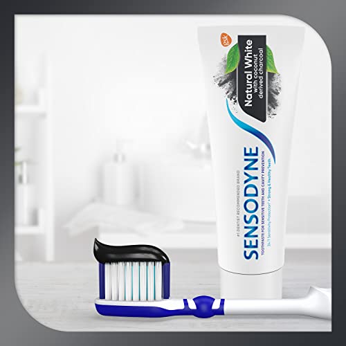 Sensodyne Toothpaste for Sensitive Teeth, Natural White with Coconut Derived Charcoal, Strong and Healthy Teeth, 2.7 Ounce (Pack of 3), Total: 8.1 Ounce