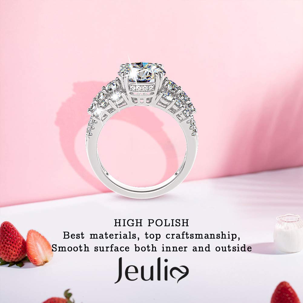 Jeulia Wedding Rings Engagement Rings for Women Anniversary Promise Ring Bridal Sets 925 Sterling Silver with 4.75 ct Primary Stone+2.59 ct Side Stone (8.0(U.S))