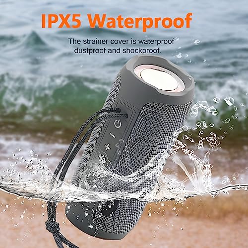 TGUCITESEN Portable Bluetooth Speaker Waterproof IPX4 Wireless Speaker,Good Bass, Shower, Kayak, Beach Accessories, Gifts for Men Women (Gray)