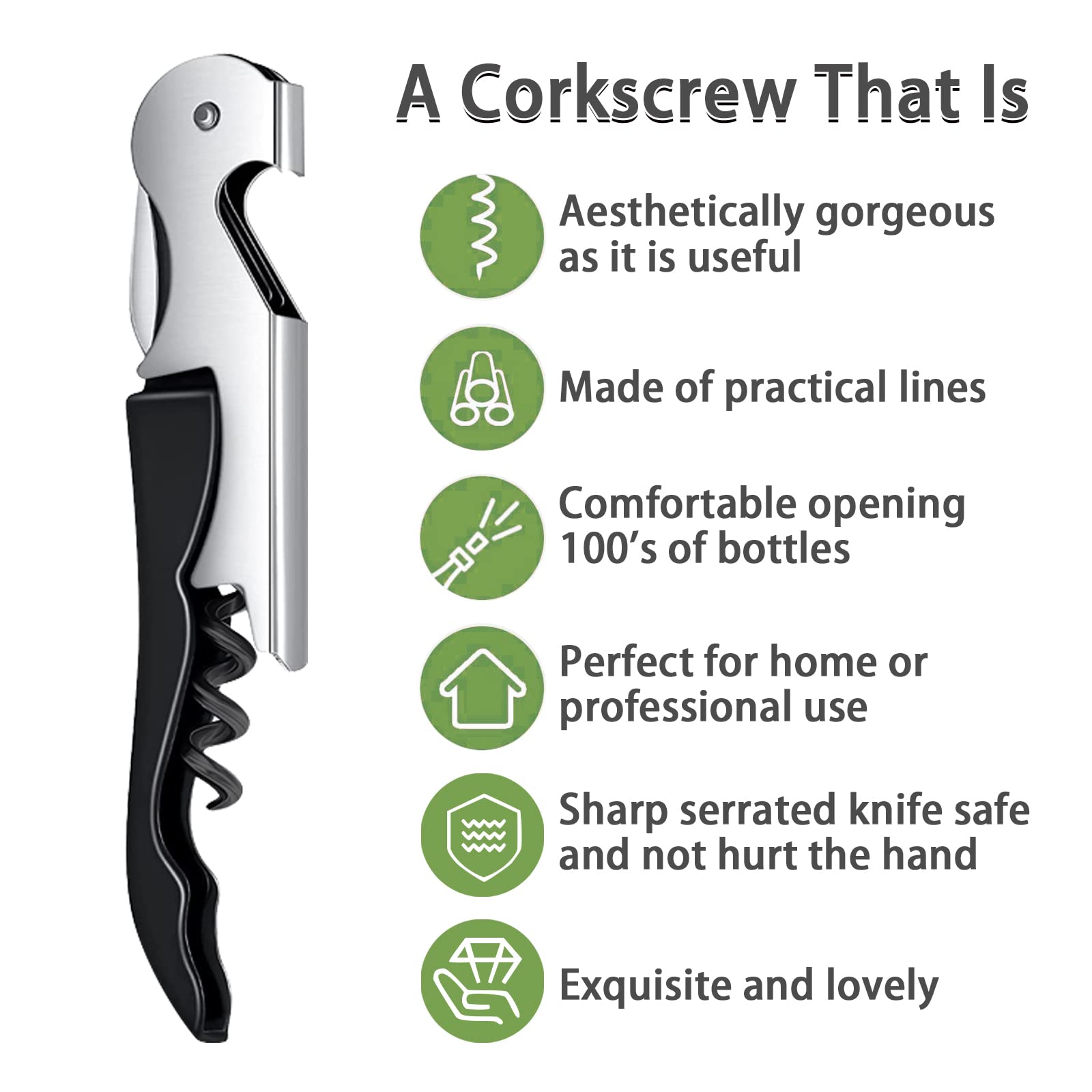 Professional Wine Opener,Best Bottle Opener For Beer or Wine, All-In-One Waiters Corkscrew,The Favored Choice of Sommeliers, Waiters and Bartenders Around the World,10Packs