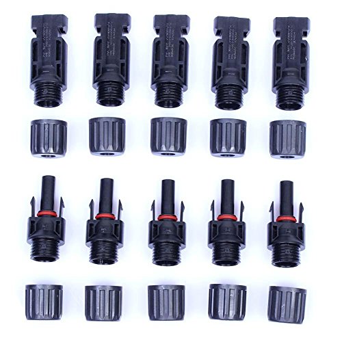 Sun YOBA 5 Pairs of Male/Female Solar Panel Double Seal Cable Connectors IP67 Waterproof Connector
