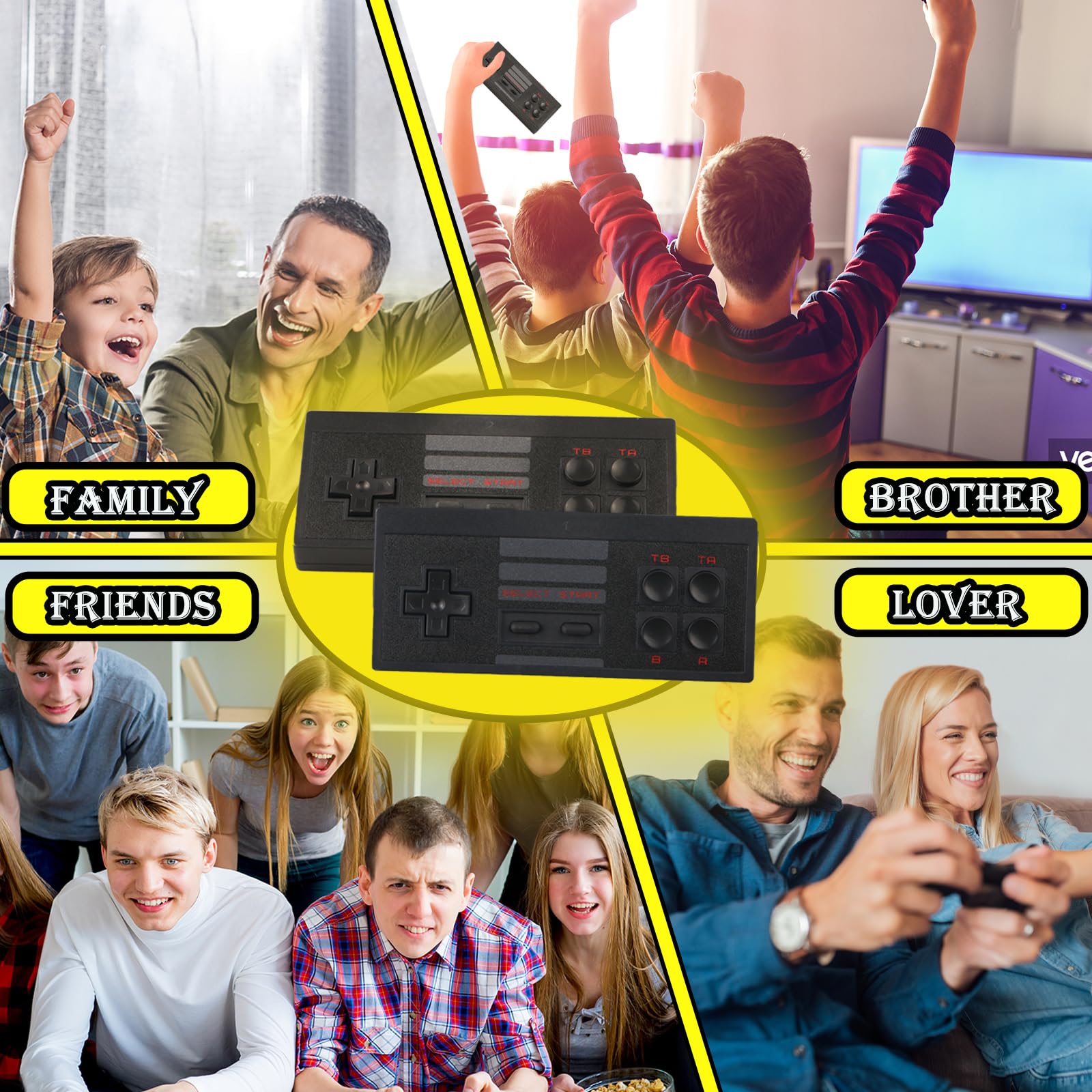 Retro Game Console with 1500 Classic Video Games, Plug and Play Video Handheld Game Console, HDMI HD Output for TV with Game Controllers Gift Choice for Childr(Black-1500 Games)