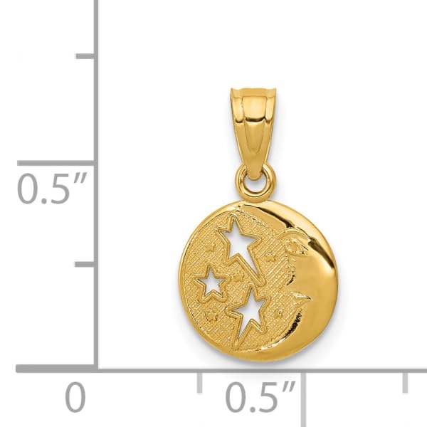 IceCarats 14K Yellow Gold Crescent Moon Stars Necklace Charm Pendant 20mm x 13mm Only