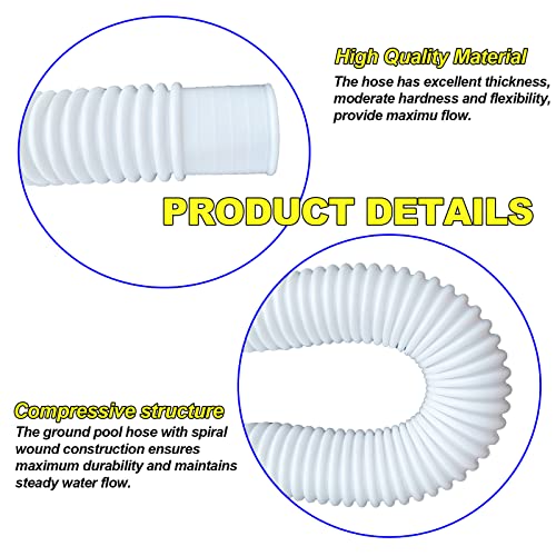 Pool Hoses for Above Ground Pools, 4 Pack 1.25 x 59 Inch Pool Filter Pump Hoses, Compatible with Intex Pool Filter Pump 607, 637 With 8 Metal Clamps(4)