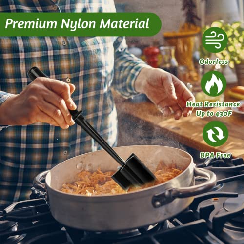 Meat Chopper, Hamburger Chopper, Potato Masher-Professional Multifunctional Heat Resistant Nylon Ground Beef Smasher Kitchen Tools And Gadgets, Safe For Non-Stick Cookware