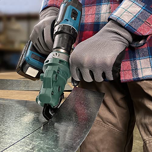 PacTool SS701 Snapper Shear - Sheet Metal Shears - Sheet Metal Cutter Drill Attachment - Cut Up to 18-Gauge Galvanized Steel, Aluminum, and Copper - Sheet Metal Tools - Carpenter Tools and Accessories