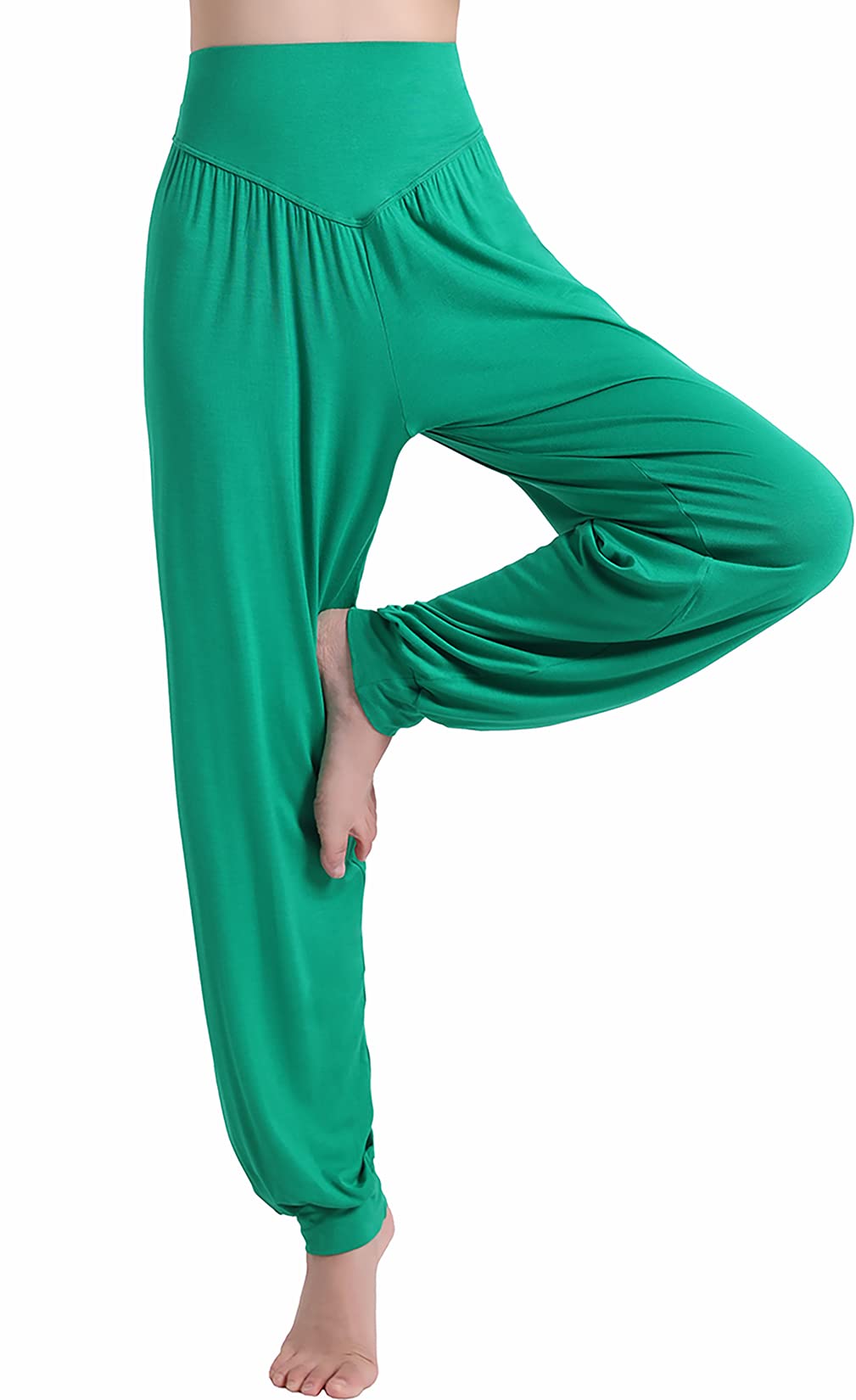 Hoerev Green Super Soft Modal Spandex Harem Yoga Pilates Pants