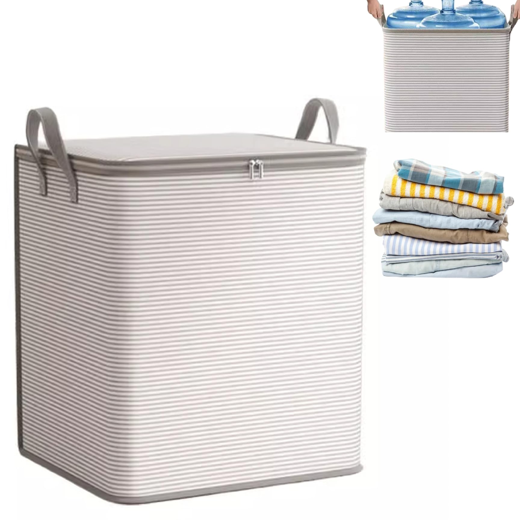 SWEETBIUTI Clothes Hamper Closet Organiser 140L Large Laundry Basket with Zip Cover & Handles Foldable Blanket Organizer Storage Bag for Duvet Quilts Moving House.