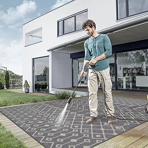 Patio Rug for Entrance Bohemian 5x8Ft Grey Area Rug Indoor Outdoor Rug Textured Weave Floor Carpet Durable Washable Rug for Patio,Home,Picnic,Camping