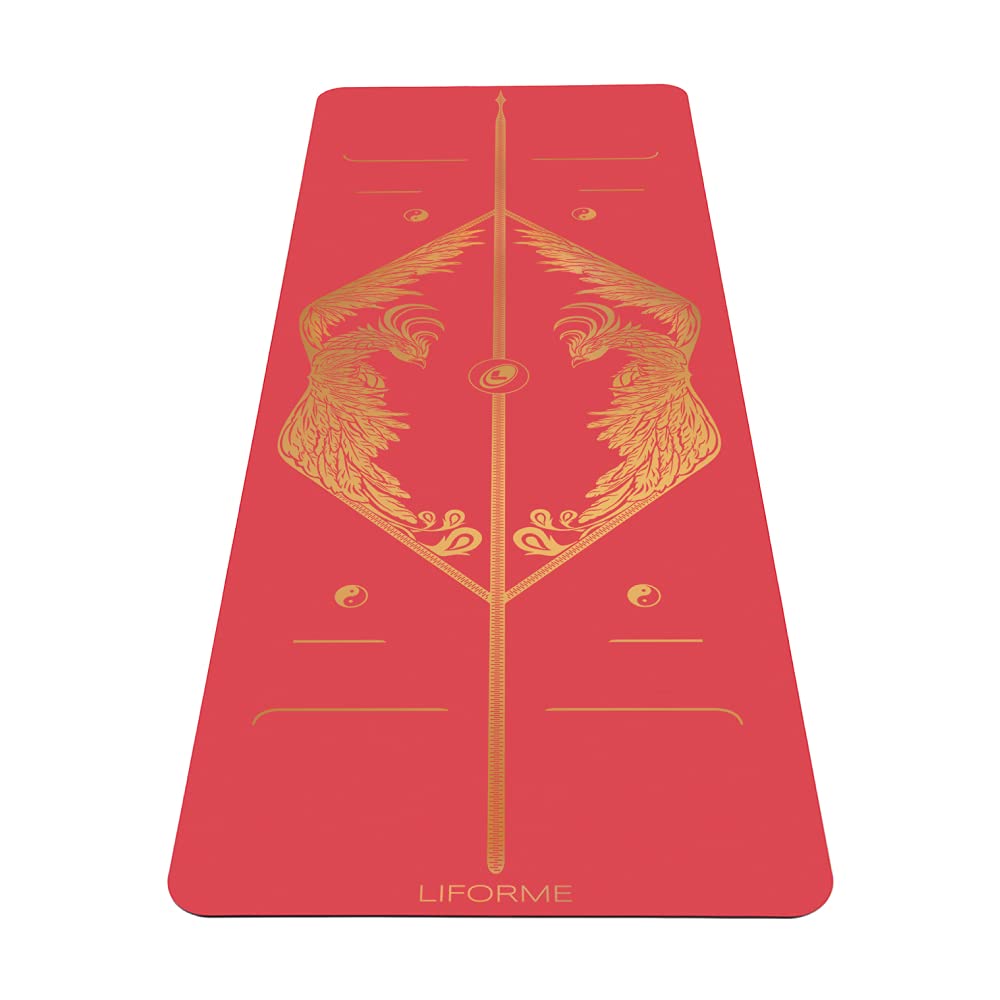 Liforme Zodiac New Year Collection - Free Yoga Bag, Patented Alignment System, Warrior-like Grip, Non-Slip, Eco-friendly, Sweat-resistant, Long, Wide and Thick for Comfort - Phoenix