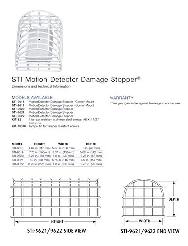 Safety Technology International, Inc. STI-9621 Motion Detector Damage Stopper Steel Wire Cage for PIRs, Approx. 7" x 5.75" x 4.5"