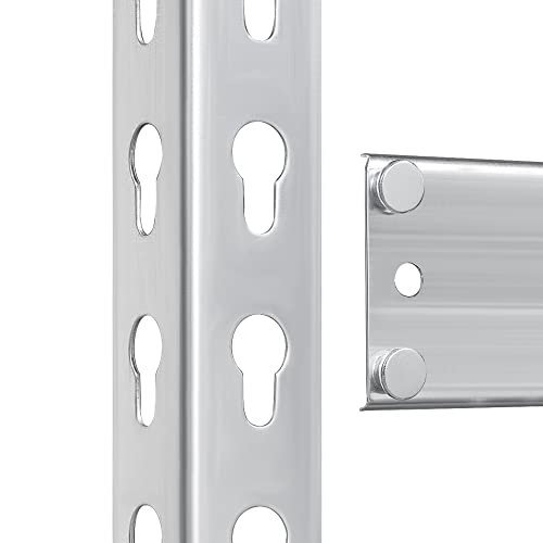 Topeakmart 2 PCS 5-Tier Utility Shelves, Metal Storage Shelves Garage Shelving Unit Adjustable Garage Storage Shelves Storage Racks Heavy Duty Shed Shelving- Silver, 27.5 x 12 x 60 Inch