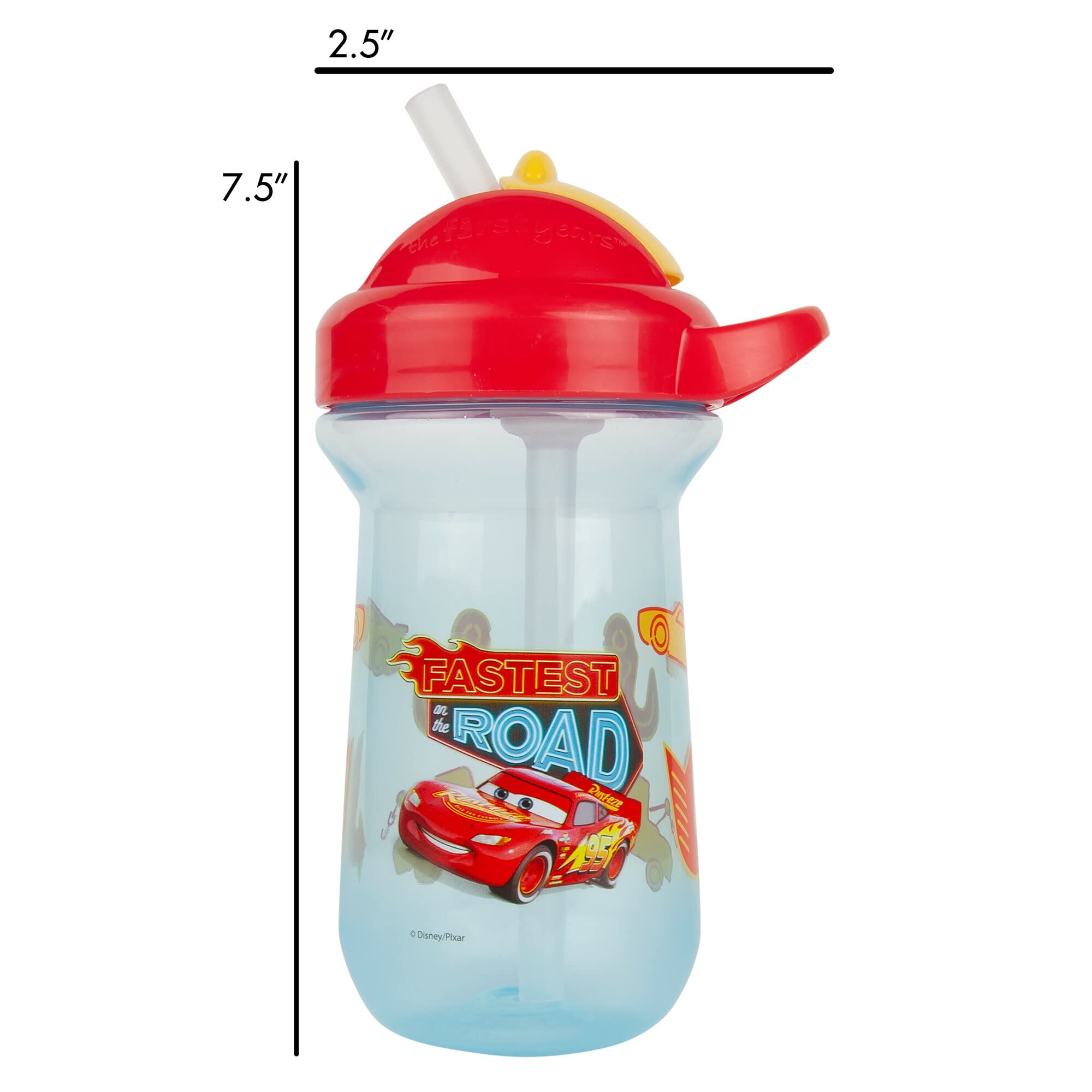 The First Years Disney Minnie Mouse Flip Top Straw Cups - Disney Toddler Cups with Name Tag Charm - 18 Months and Up - 10 Oz - 2 Count