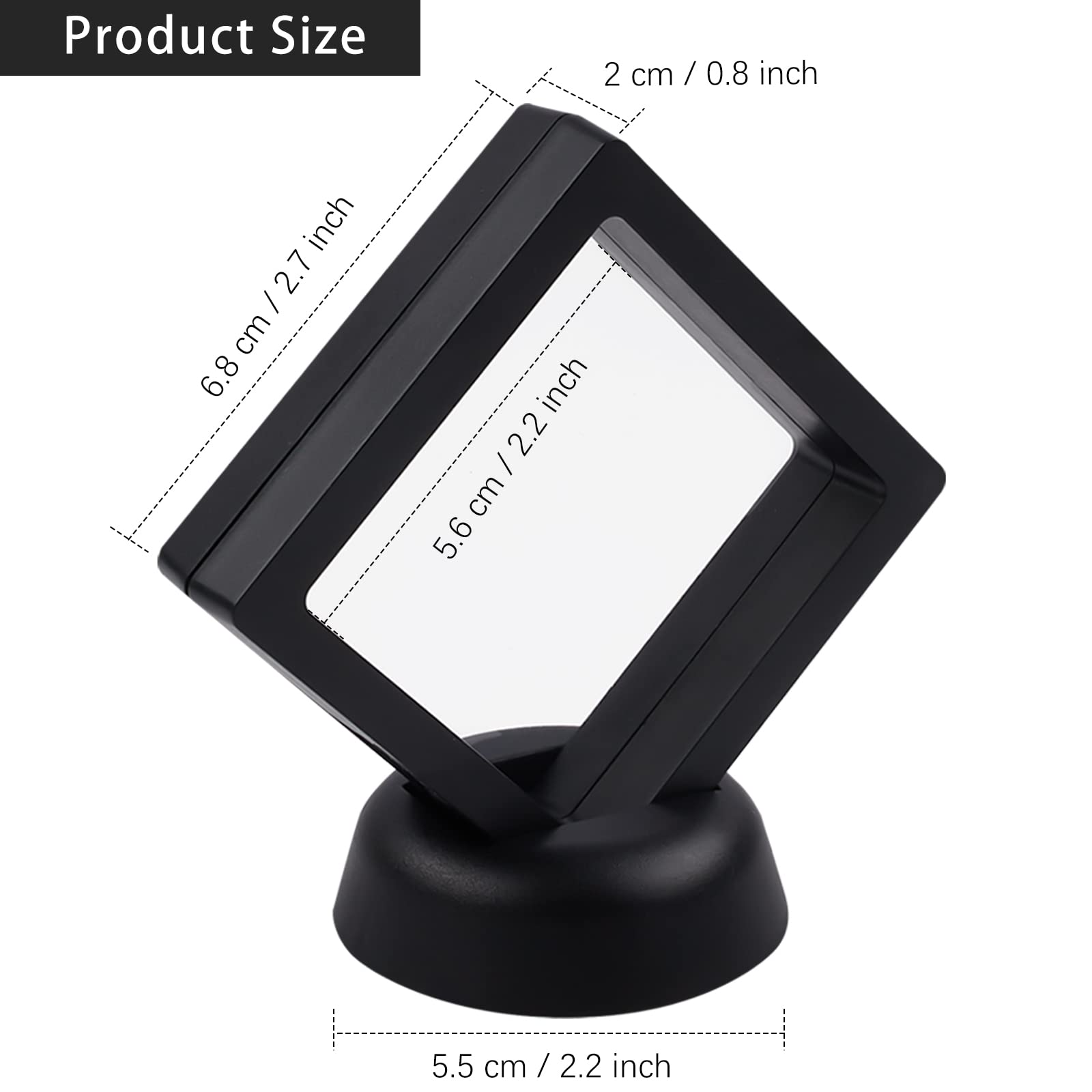 Jutieuo 4Pcs 3D Floating Frame with Stand, Challenge Coin Display Holder, Small Shadow Box for Earrings, Rings, Brooch, Military Medal, Black, 2.75x2.75 inches
