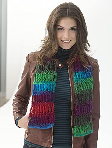 Lion Brand Landscapes Yarn - 6 Pack with Pattern Cards in Color (Apple Orchard), red, burgundy, blue, brown, and green