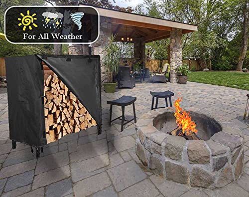 PatiosGuard 4FT Firewood Log Rack Cover, 600D Heavy Duty with Waterproof PVC Lining (4-Feet: 48" L x 24" W x 42" H)
