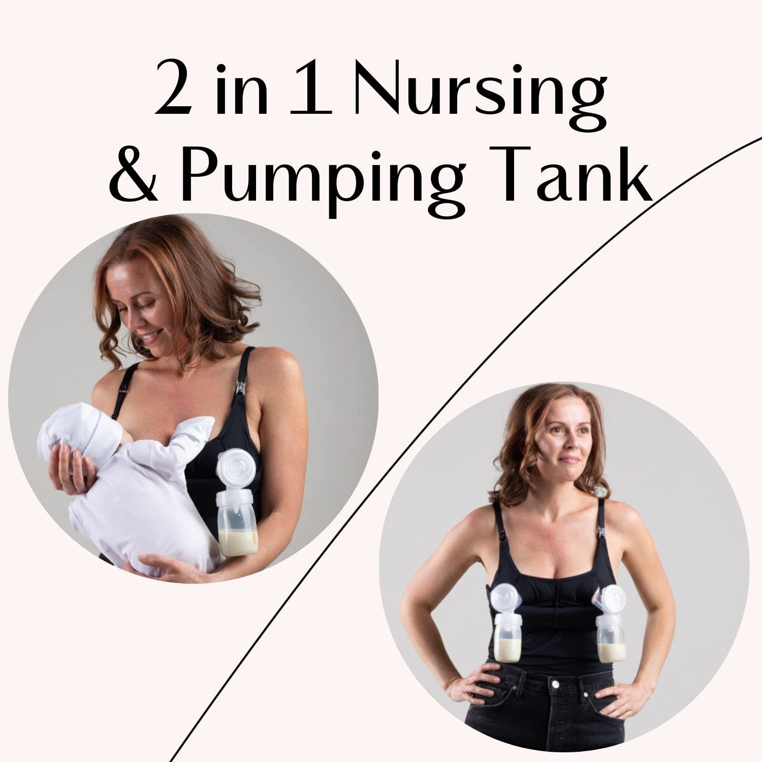 Simple Wishes SuperMom Hands Free Pumping Tank | Built in 2-in-1 Pumping & Nursing Bra with SimpleClasp™| Large | Black | Removable Padding