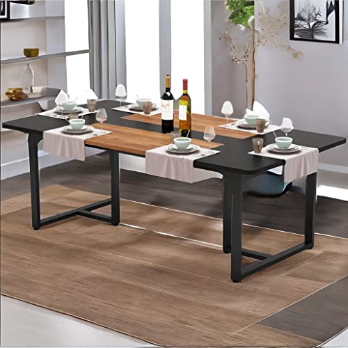 Tribesigns 70.87ββ Dining Table, Industrial Kitchen Table for 8 Person, Rectangular Dinner Table with Strong Metal Frame, Wooden Large Long Dining Room Table for Big Family