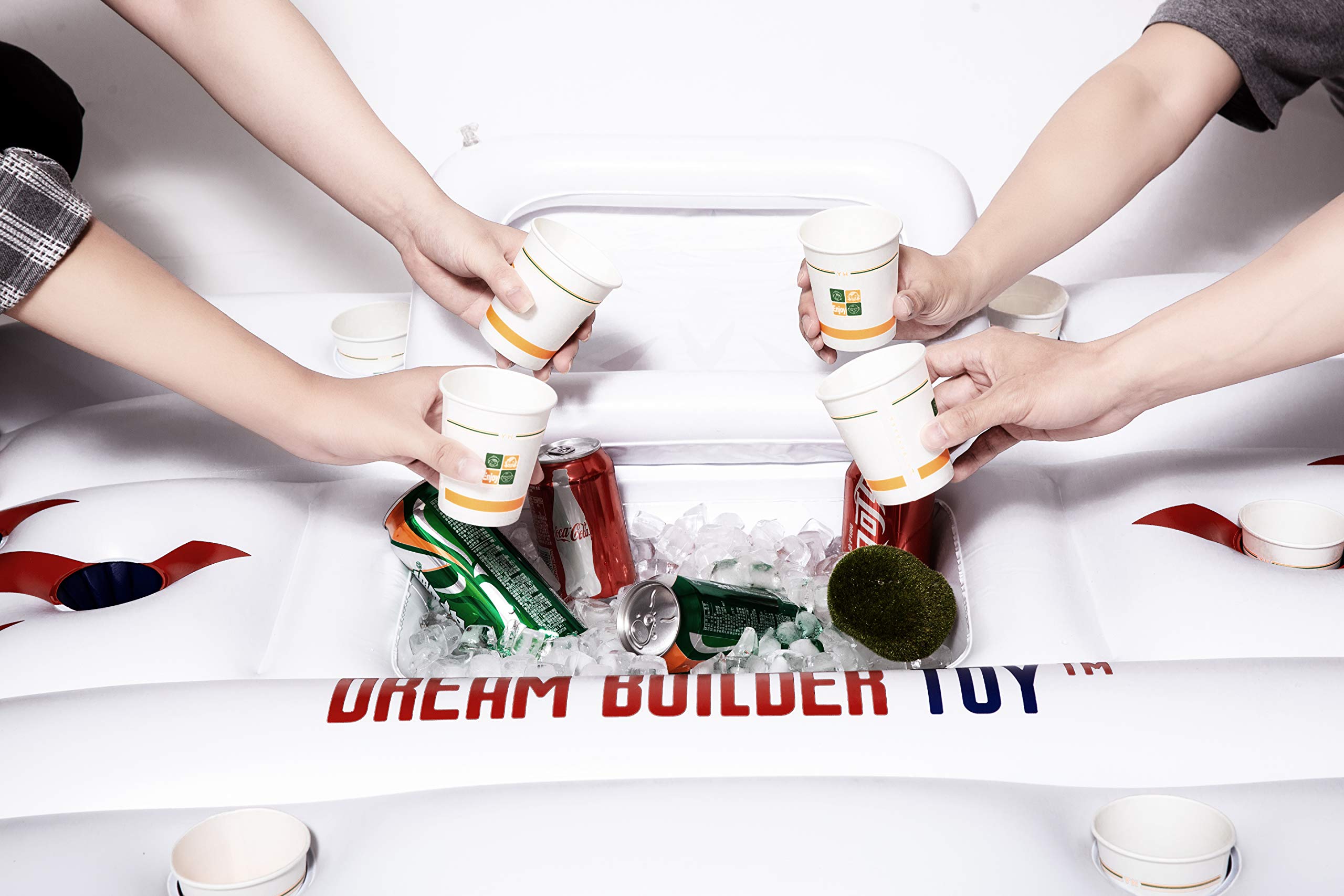 Inflatable Beer Pong table Party Beer Pong Float with Cooler, White, 6-Feet, Beer pong Floaty for Pool Party Game Raft and Lounge