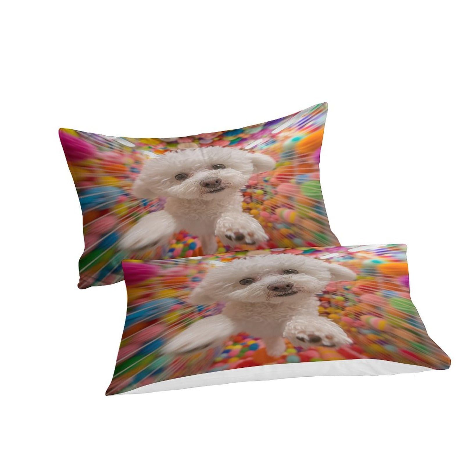 THUBDYEA Bichon Frise 3D PrintedTerri Fei Dog Bedding Set Comforter Covers Quilt Cover Duvet Cover with Pillowcases for Childrens and Adults Microfiber 3 Pieces with Zipper Closure Full(203x228cm)