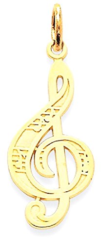 IceCarats 14K Yellow Gold Treble Clef Music Note Necklace Charm Pendant Only