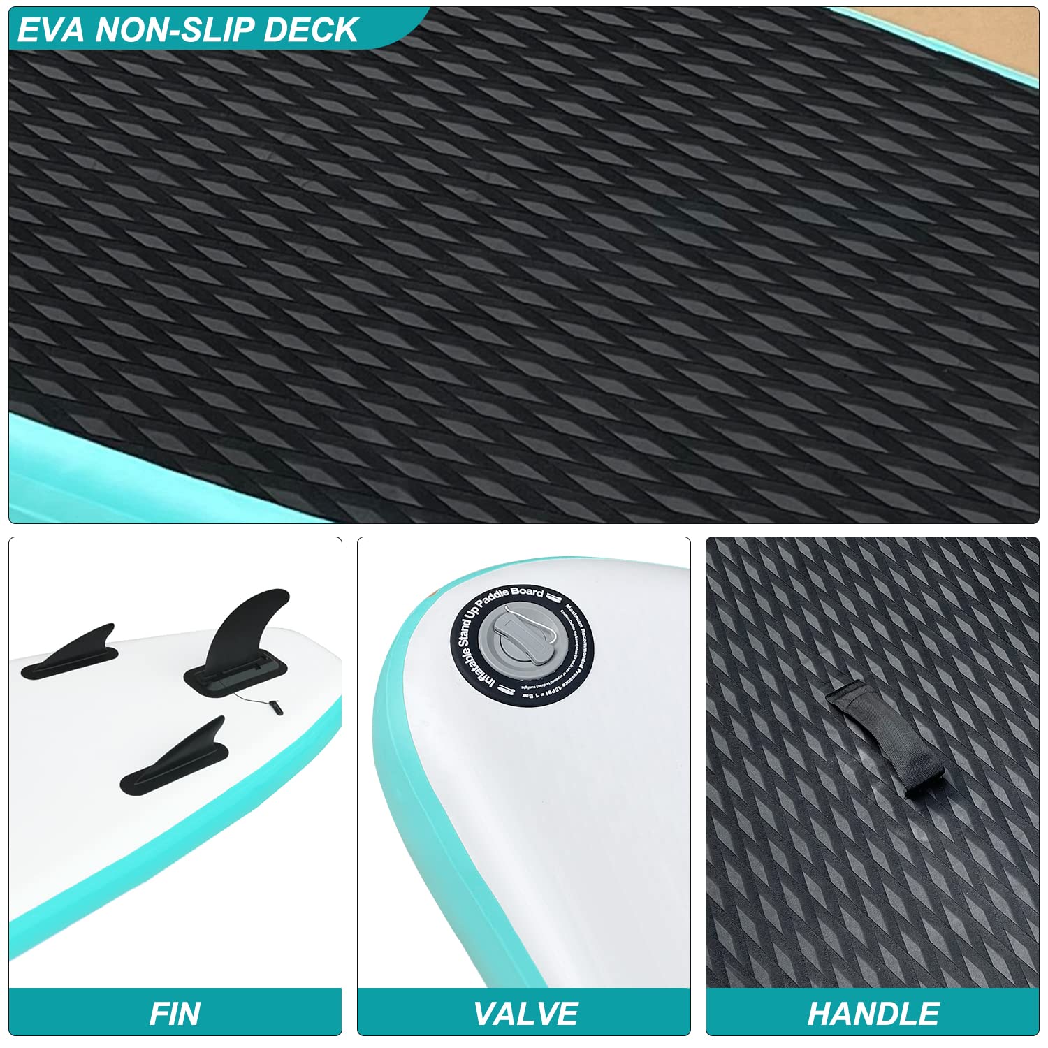 Inflatable Stand Up Paddle Board (6" Thick) with Premium SUP Accessories & Backpack | SUP for Paddling, Surf Control, Non-Slip Deck | Youth & Adult Standing Boat
